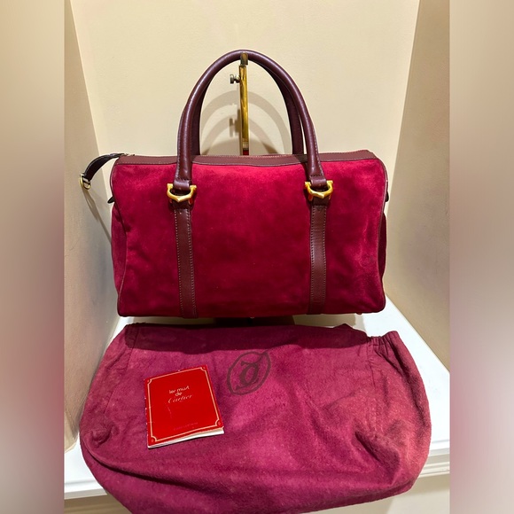 Cartier | Bags | Rare Cartier Boston Suede Leather Bordeaux Bag | Poshmark